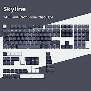 Womier Low Profile Keycaps, PBT Keycaps 144 Keys Custom Keyboard Keycaps Full Set, Double Shot Keycaps for 60% 65% 75% 80% 100% Mechanical Keyboard, Grey
