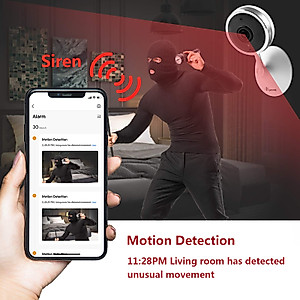 Apone 5MP IP Security Cameras Intdoor for Home Surveillance, Dual Screen Auto Tracking, Motion Detection, Tilt Baby Monitor Camera with 180-degree for Night Vision, Up to 128GB SD Card Supported