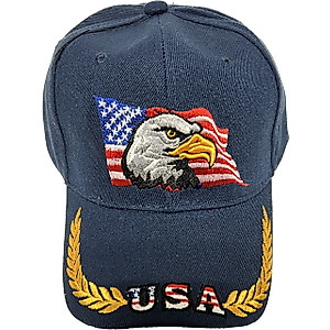 Mrlahat USA Eagle American Flag Baseball Cap Adjustable Embroidered Outdoor for Men Women (Navy)