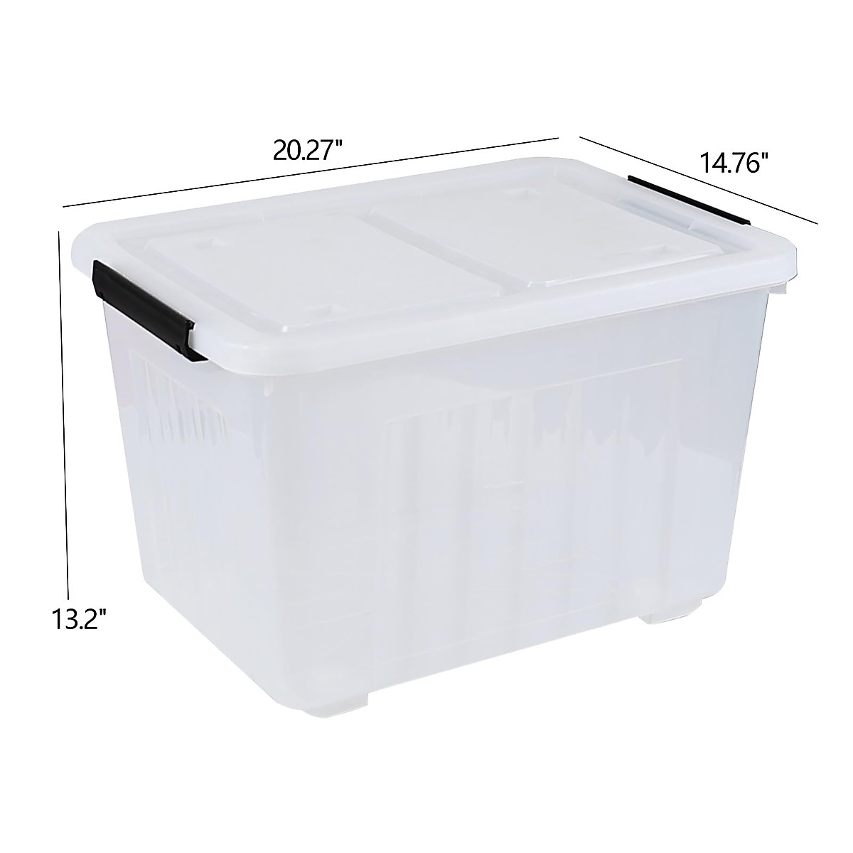 Oymlclivisa 4 Packs 50 Quart Clear Plastic Latching Box with Wheels, Plastic Storage Tote with Lid