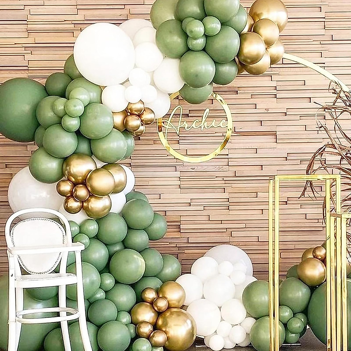 RUBFAC Sage Green Balloons Different Sizes 105pcs 5/10/12/18 Inches for Garland Arch, Olive Green Party Latex Balloons for Birthday Graduation Baby Shower Wedding Anniversary Party Decoration