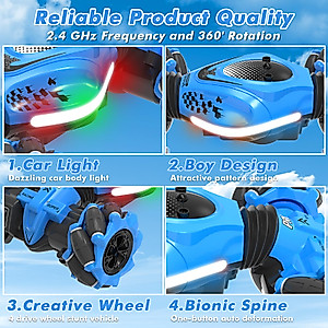 Fosgoit RC Car Gesture Sensing Car, Double Sided Flips 360° Rotate Off-Road with Music Lights 4WD 2.4GHz Gesture RC Stunt Car, Toys for Boys Girls Age 8-12, Best Gifts for Age 6 7 8 9 10 11 12, 2 Cars