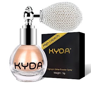 KYDA Highlighter Powder Spray, Glitter High Gloss Spray Shimmer Sparkle Powder Makeup Spray, for Face Body Cosmetic-Champagne Gold