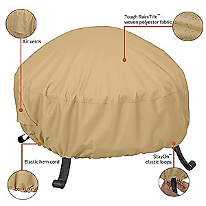 Classic Accessories Terrazzo Water-Resistant 30 Inch Round Fire Pit Cover, Patio Furniture Covers