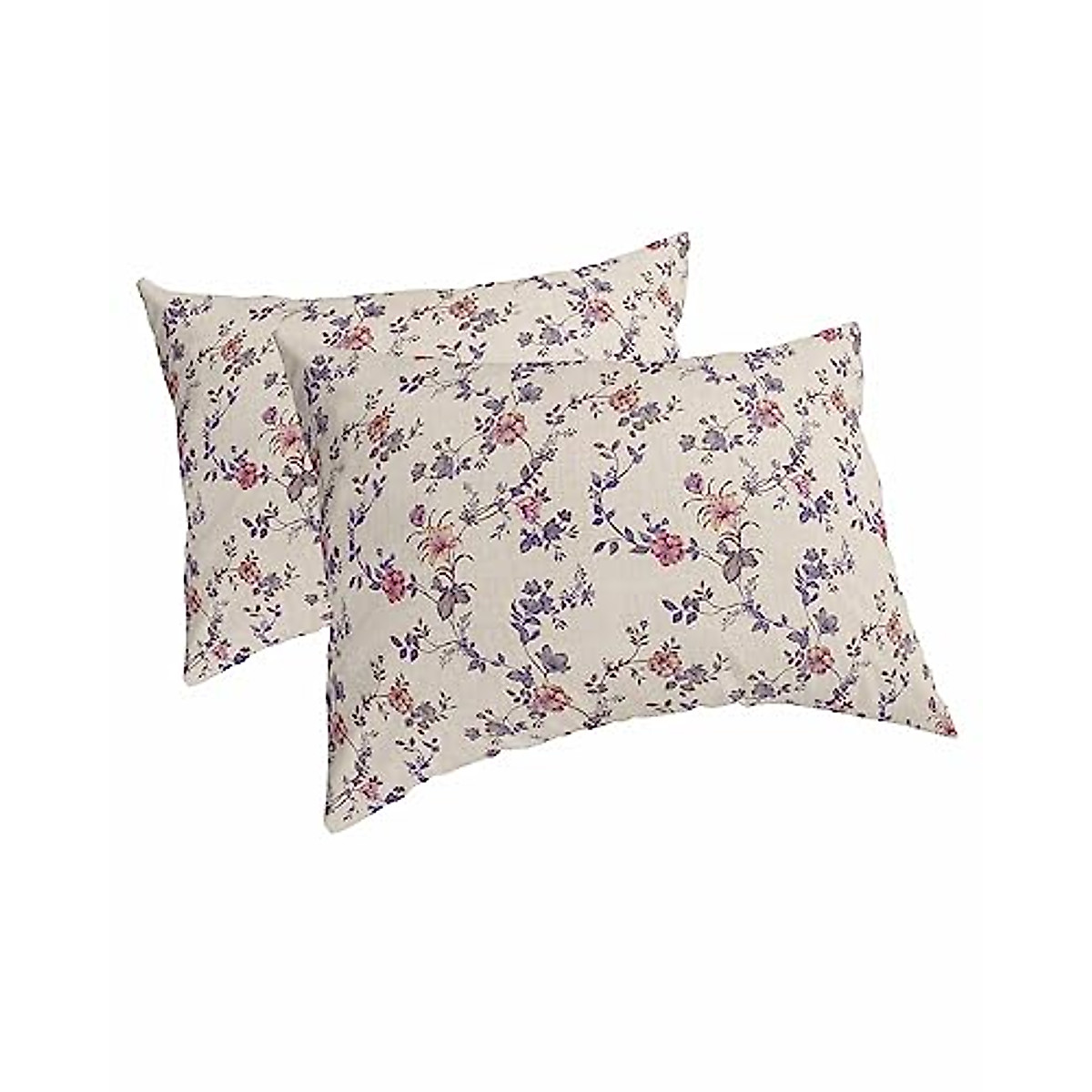 Edwiinsa Spring Floral Pillow Covers Standard Size Set of 2 20x26 Bed Pillow, Farmhouse Rustic Summer Tropical Plant Beige Plush Soft Comfort for Hair/Skin Cooling Pillowcases with Envelop Closure