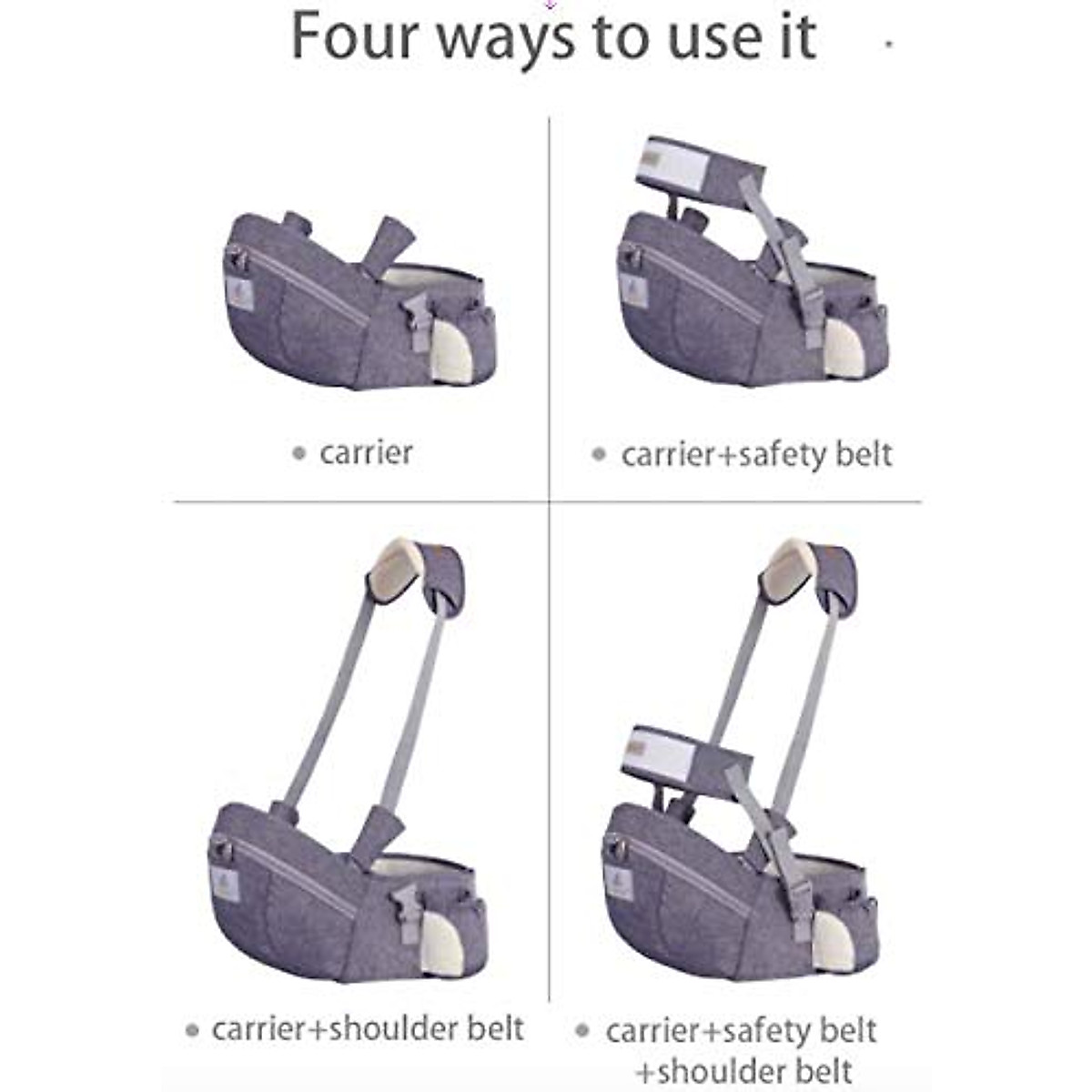 Baby Hip Seat Carrier Baby Waist Stool for Child Infant Toddler with Adjustable Strap Buckle Pocket Soft Inner Huge Storage (Dark Grey)