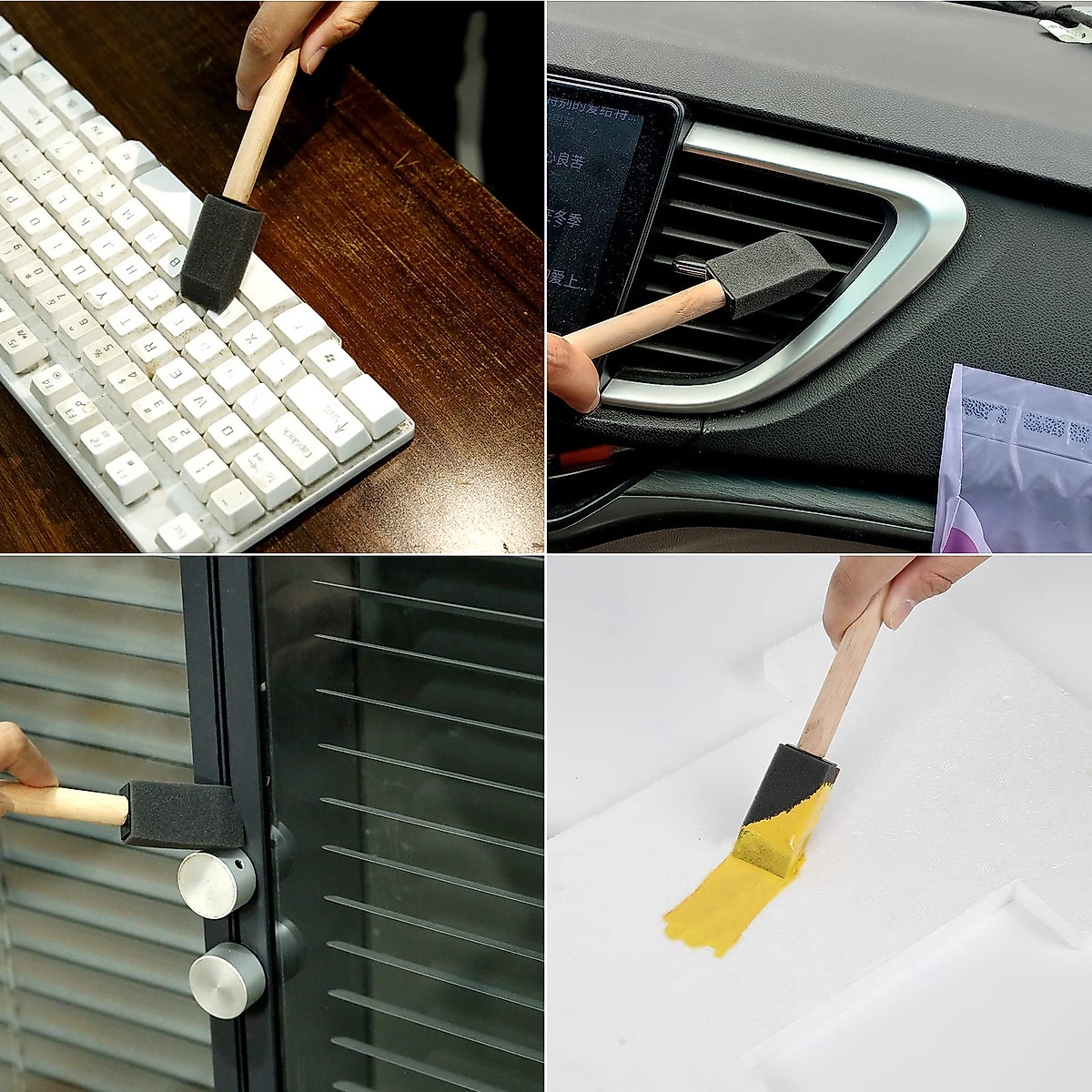 Mister Rui-Poly Foam Paint Brushes, 12 Pack, 1 Inch Sponge Brushes for Painting, Paint Sponges Set, Light and Durable, Ideal for Painting and Cleaning