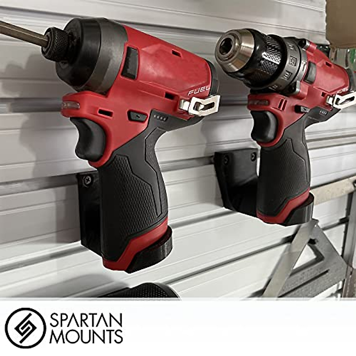 Spartan Mounts Wall Hook for Milwaukee M12 Tools Left - 12 Volt Power Tool Holder, High Strength Low Profile Bracket, Convenient Easy Access Garage Organization