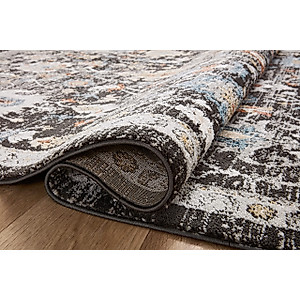 Loloi II Odette Collection ODT-04 Charcoal/Multi 5'-3" x 7'-9" Area Rug