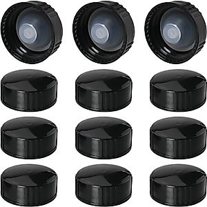 MEETOOT 12pcs Phenolic Resin Cover 28mm Black Poly Seal Screw Caps for Daily Chemicals, Food, Cosmetics Bottles