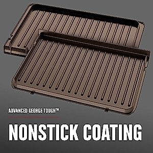 George Foreman 5-Serving Removable Plate Electric Indoor Grill and Panini Press - White Gold with Bronze Plates