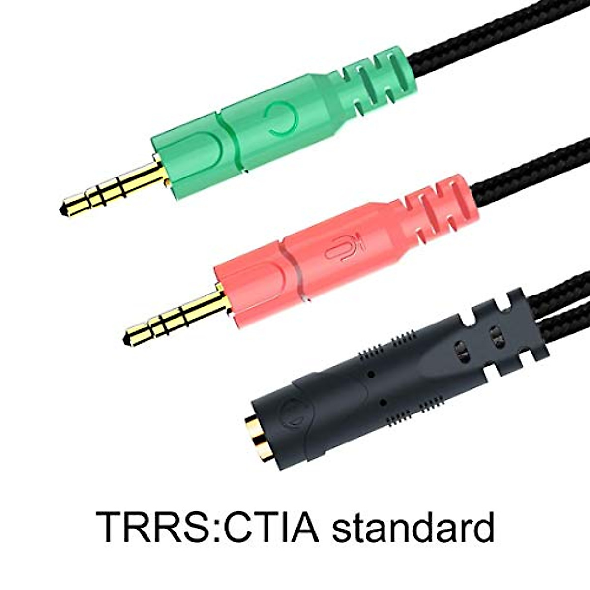 Headset and Microphone Splitter Cable for PC 3.5mm Jack Headphones Audio Adapter Convertors 3.5mm Female to 2 Dual 3.5mm Male for Computer Simultaneously Y Splitter