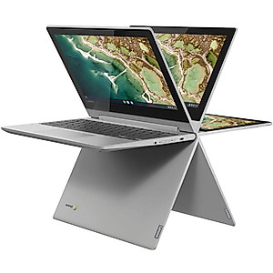 Lenovo Chromebook Flex 3 2 in 1, 11.6" HD (1366 x 768) Touch Screen, MT8173C, 4GB LPDDR3, 32GB eMMC, PowerVR GX6250, Chrome OS, 82HG0000US, Grey, with Kwalicable Accessory Bundle (Renewed)