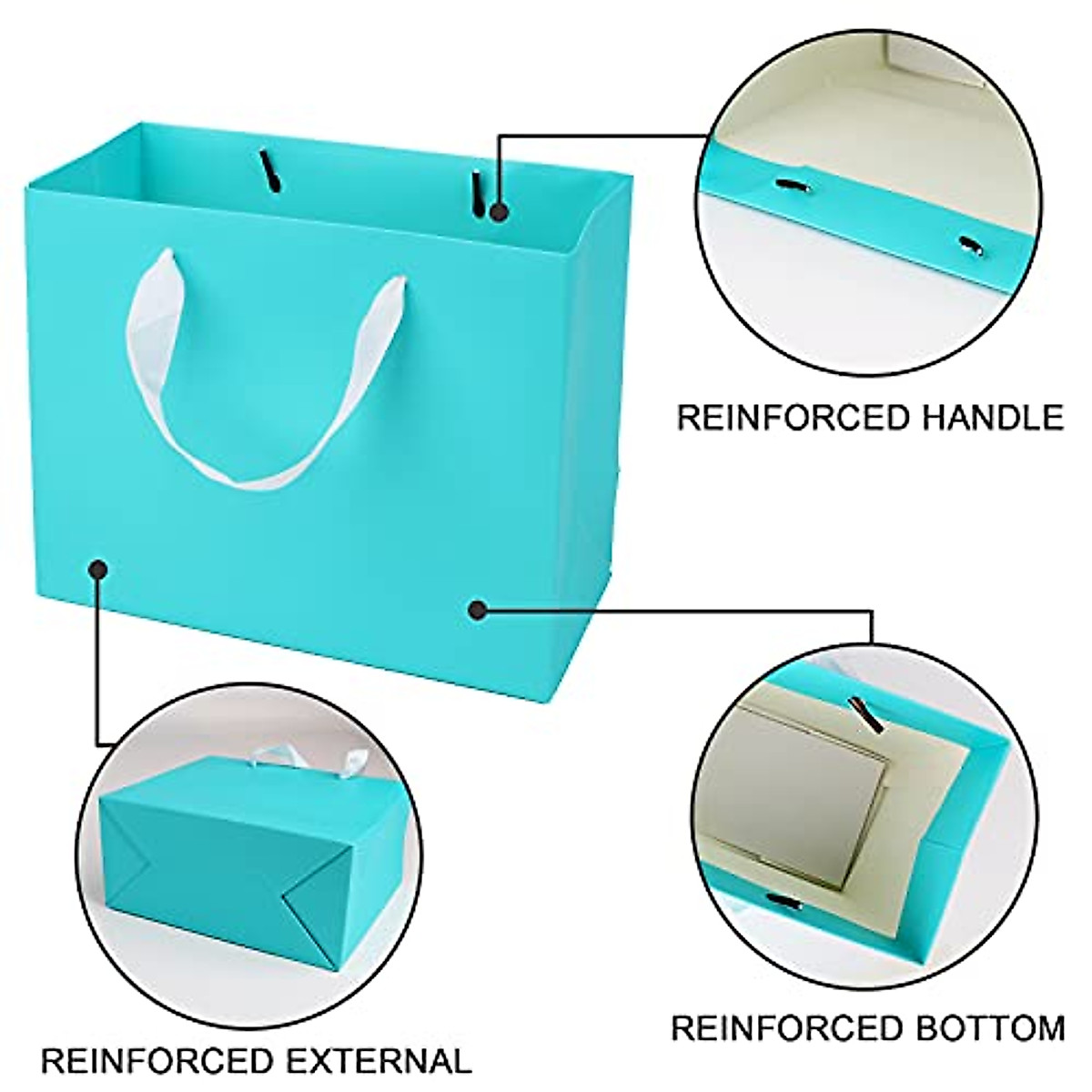 Uceoo Teal Gift Bags Medium Size Teal Gift Bags Turquoise Paper Bags with Handles 24 Pack 8.7 x 3.9 x 7.1" Kraft Bags with Handles Paper Gift Bags Kraft Paper Bags Kraft Paper Shopping Bags Wrapping Bags for Shopping,Grocery,Merchandise,Wedding,Birthdays,