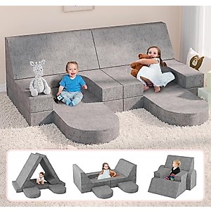Betterhood Modular Kids Play Couch - 66" Extra Large Convertible Toddler & Kids Sofa, DIY Creativing Foam Couch for Playing, Creativity, Sleeping, Versatile Kids Couch for Playroom, Bedroom, Nursery