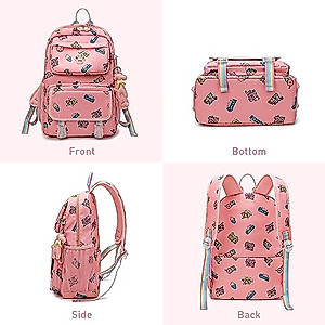 Maod Backpacks for Girls Backpack for School Suitable Ages 6-8 Kids - Pass CPSC Certified - Gift Cute Pendant (Pink)