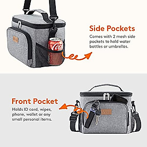 Lifewit Reusable Insulated Lunch Bag for Men, Lunch Box Women, Portable Cooler Freezable Soft Lunchbox Leakproof with Adjustable Shoulder Strap for Adult for Work Picnic or Travel, Grey 9L