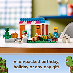 LEGO Minecraft The Bakery Building Kit 21184 Game-Inspired Minecraft Toy Set for Kids Girls Boys Age 8+ Featuring 3 Minecraft Figures and Goat, with Village and Treasure Chest Accessories, Gift Idea