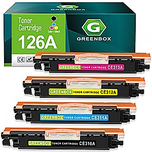 GREENBOX Remanufactured 126A Toner Cartridge Replacement for HP 126A CE310A CE311A CE312A CE313A for HP LaserJet Pro 100 Color MFP M175 M275 CP1025nw Printer (1 Black 1 Cyan 1 Yellow 1 Magenta)