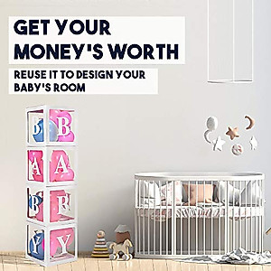 Baby Box Baby Shower Decorations Clear Baby Shower Decorations Block Boxes Baby Shower Birthday Party Gender Reveal Baby Boxes with Letters for Baby Shower