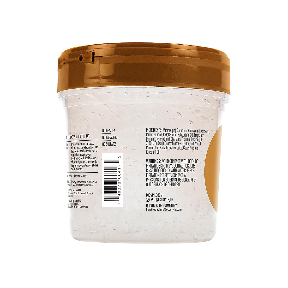 Eco Style Coconut Oil Styling Gel - Adds Luster and Moisturizes Hair - Weightless Styling and Superior Hold - Prevents Breakage and Split Ends - Promotes Scalp Health - Ideal for all Hair - 8 oz