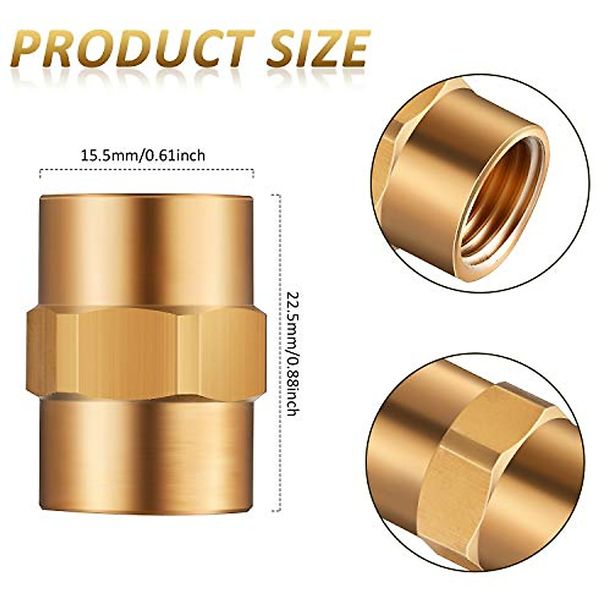 1/4 Inch RV Propane Quick Connector Adapter Full Flow Plug Brass Shutoff Valve for Propane Hose Natural Gas Accessories, Brass Pipe Fitting, Coupling, 1/4 x 1/4 Inch Female Pipe