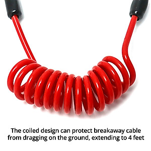 QWORK Breakaway Trailer Cable, 1 Pack 4 Ft Trailer Brake Safety Cable Spring Towing Coiled Wire with Clip, Stainless Steel Spring Towing Coiled Wire for RV Trailer Emergency