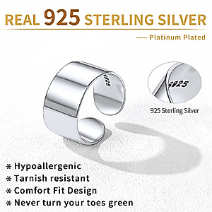 ChicSilver 925 Sterling Silver Toe Ring Womens Toe Ring Hypoallergenic Simple Minimalist 8mm Wide Toe Band Ring Women Beach Foot Jewelry Gifts for Mom Wife