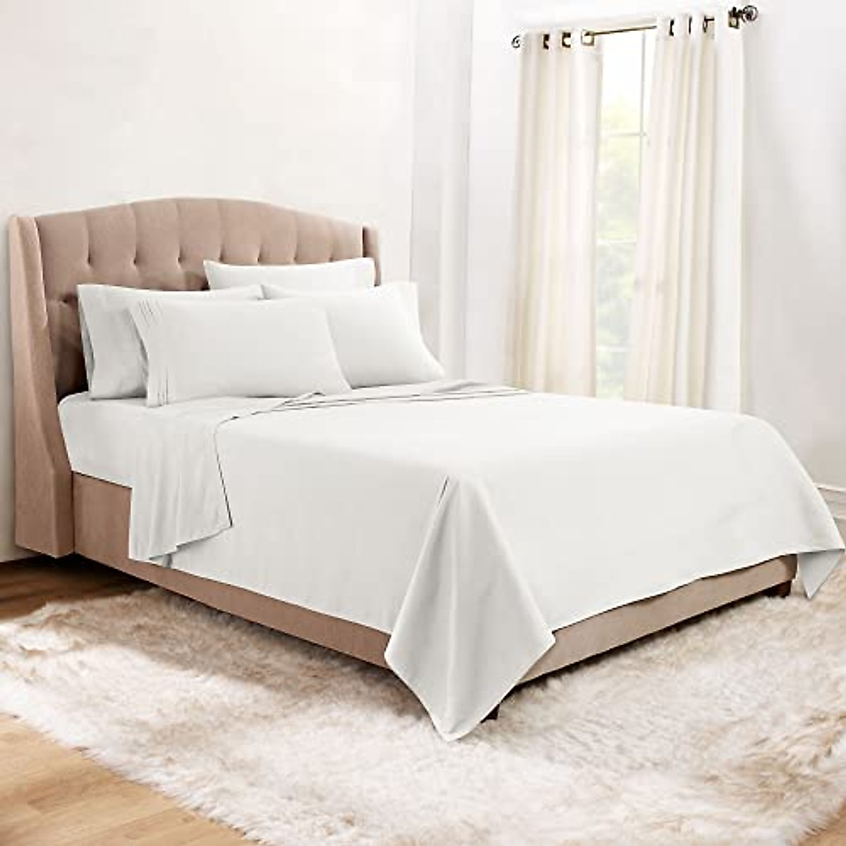 Clara Clark Cal King Sheets, 6 Piece Set - Hotel Luxury Sheets for Cal King Size Bed, Super Soft Bedding Sheets & Pillowcases, Cal King Size Sheets, White