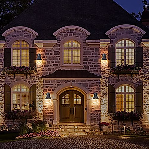 Outdoor Wall Sconces, 2-Pack Wall Lights Fixture, Exterior Farmhouse Porch Light with Hammered Metal Shade, Anti-Rust Waterproof Black Outside Barn Light for Front Porch, Patio, Garage, Gazebo, House