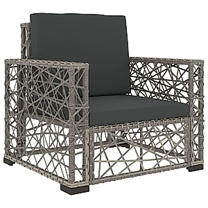 6 Piece Outdoor Patio Furniture Sets with Tea Table and Cushions | PE Rattan Sectional Patio Sofa Set | Patio Sofa Couch Conversation Set | All-Weather Garden Sofa Set | Gray Poly Rattan