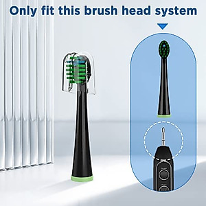 Replacement Toothbrush Heads for Water Pik Sonic Fusion (SF-01 / SF-02 / SF-03 / SF-04), Compact, with Covers, 4 Count, Black