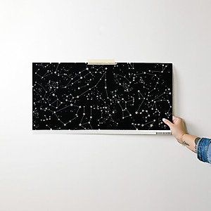 Peel & Stick Wallpaper Swatch - Constellations Black Background White Stars Space Night Time Custom Removable Wallpaper by Spoonflower