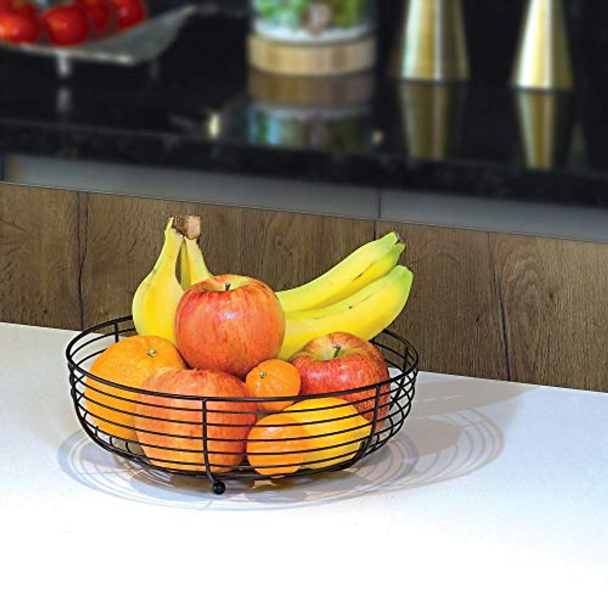 CAXXA Countertop Fruit Bowl, Wire Basket for Fruits, Breads, Vegetables,Snacks, BLACK