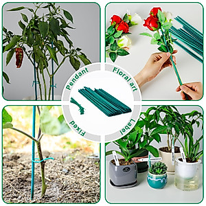 PERSZEN Plant Stakes 50 PCS Garden Green Bamboo Sticks Plant Support Stakes for Indoor and Outdoor Plants, Wooden Sign Posting Flower Pot Garden Stakes(15" 25pcs+17" 25pcs)