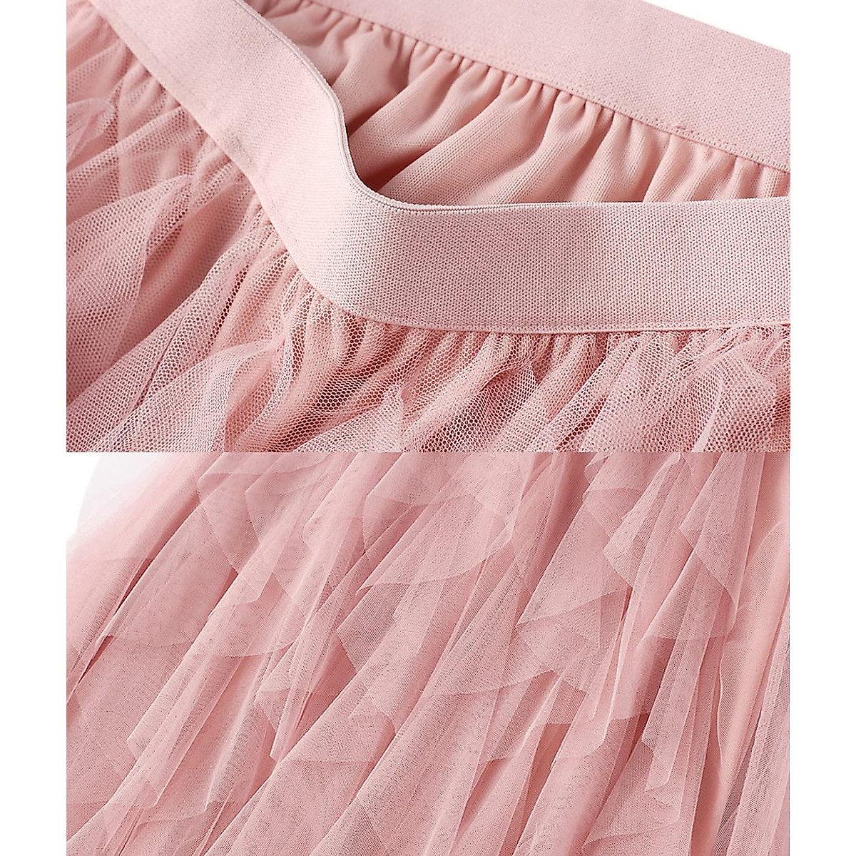 Femiserah Women's Long Rainbow A Line Tulle Tutu Skirts Tiered Skirt Petticoat（One Size, Tulle Pink