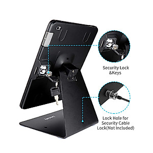 CarrieCathy Desktop Anti-Theft Security Kiosk POS Stand Holder Enclosure with Lock & Key, Compatible with iPad 2,3,4, iPad air, iPad air 2, iPad Pro 9.7", iPad 2017 & 2018, Flip & Rotate Design, Black