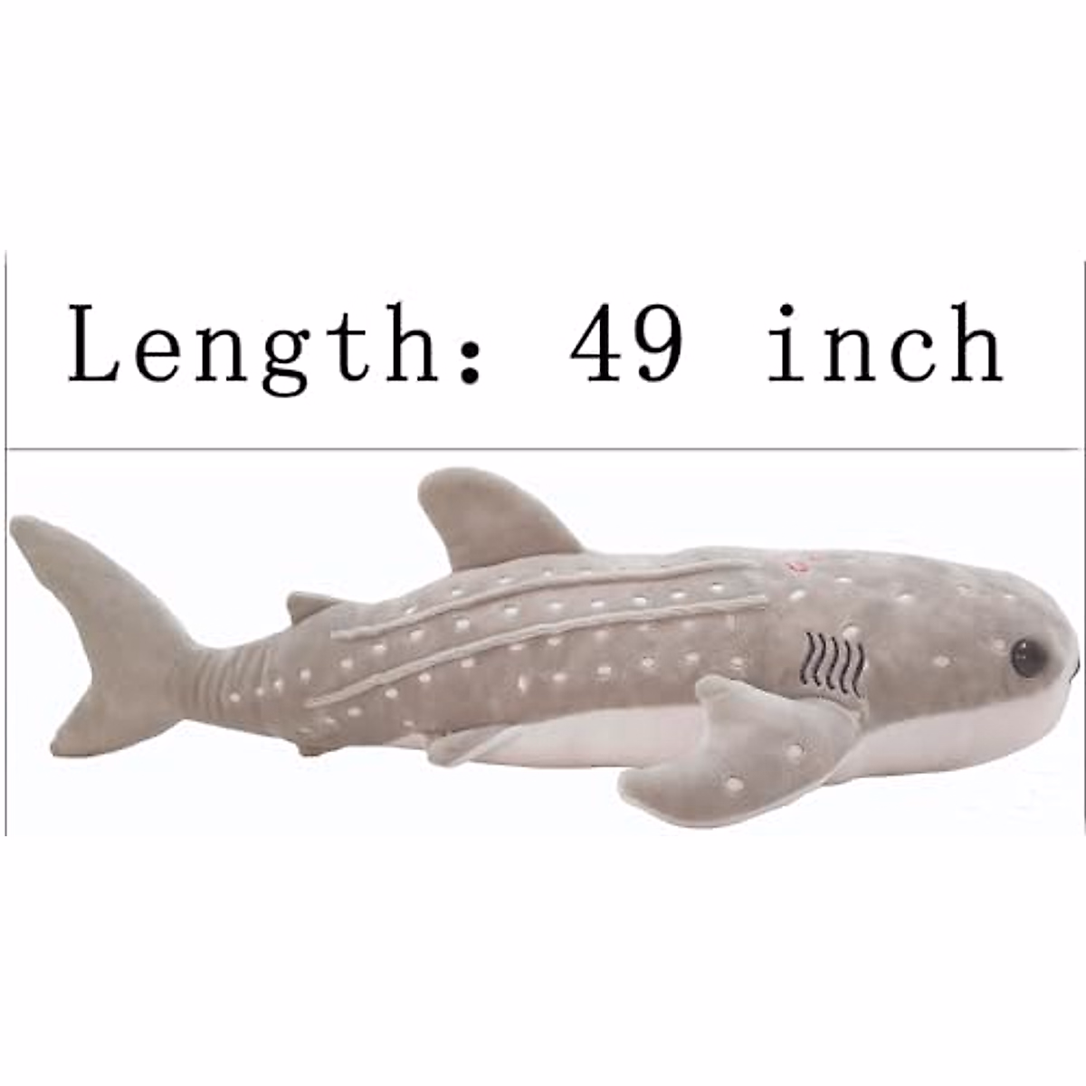 Zctghvy 48 inch Giant Whale Shark Stuffed Animal Toy Whale Plush Kids Pillow Grey Whale Shark Plush Toy Pillow Whale Shark Stuffed Animal