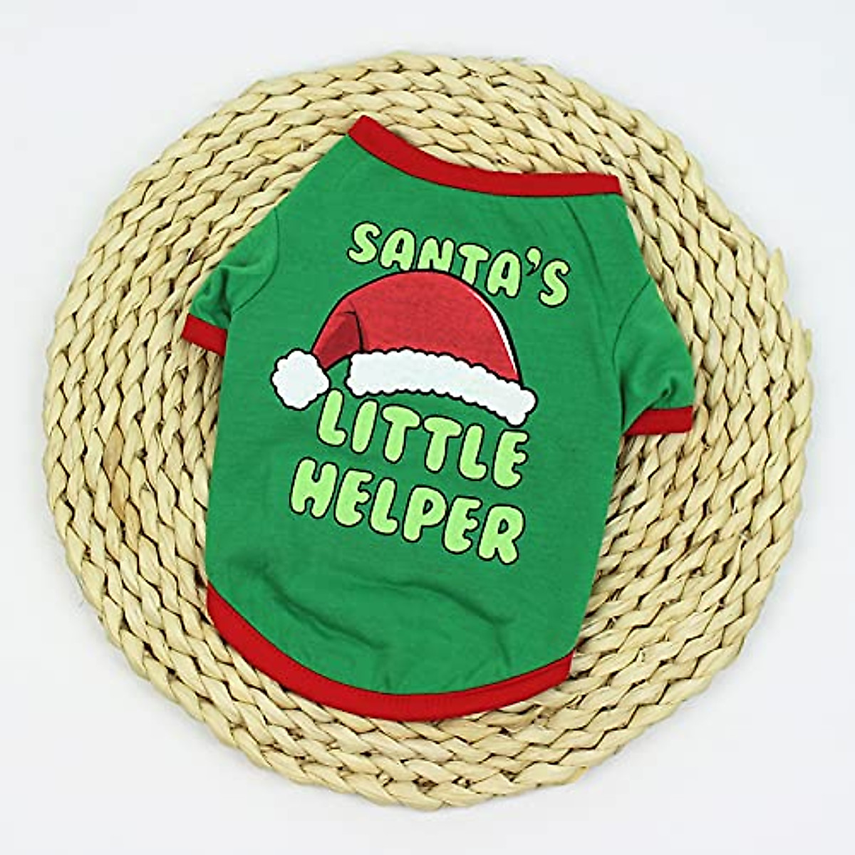 prettDliJUN Dog Christmas Printed T-Shirt, Two Legs Style Xmas Printed Small Pet Costume for 4 Seasons,XL