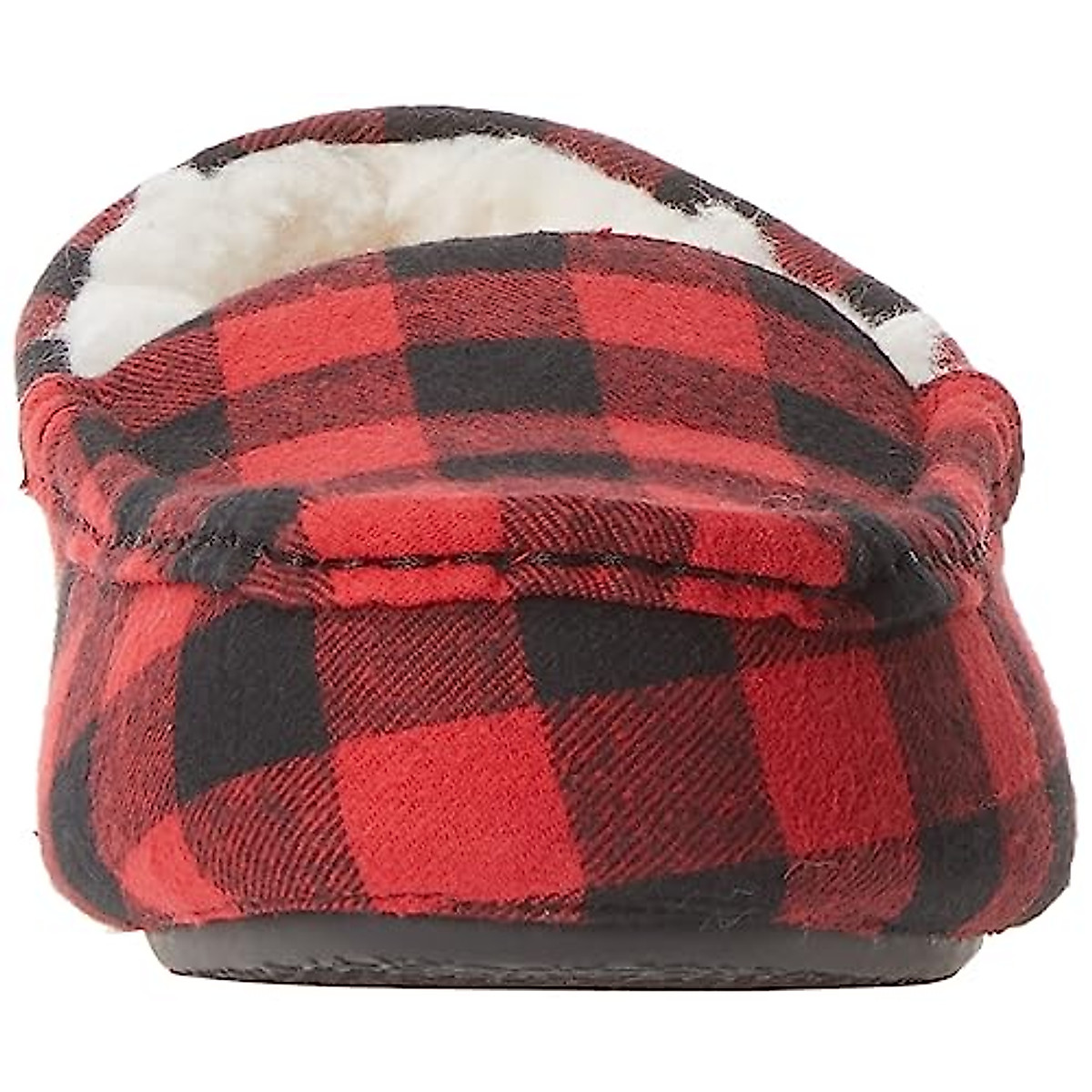 Amazon Essentials Men's Moccasin Slipper, Black Red Buffalo Check, 13