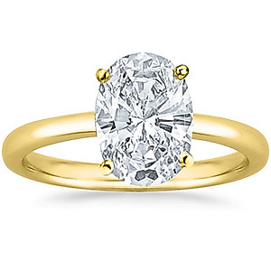 Houston Diamond District - 14K Yellow Gold 1.25 Carat Lab Grown Solitaire Oval Cut IGI CERTIFIED Diamond Engagement Ring (1.25 Ct,H-I Color VS2-SI1 Clarity), Size: 5.5