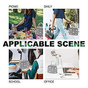 Sonuimy Insulated Lunch Bag Women Girls, Reusable Cute Tote lunch box for Adult & Kids, Leakproof Cooler Lunch Bags for Work Office Travel School Picnic (Grey with White Daisy)