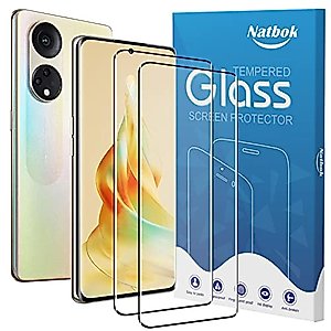 Natbok 2 Pack for OPPO Reno 8T 5G Screen Protector,9H Tempered Glass Film,HD Clear Scratch Resistant,Case Friendly Bubble-Free Easy Installation for OPPO Reno 8T 5G Glass Screen Protector
