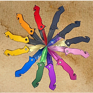 Personalized Laser Engraved Pocket Knife, Fathers Day, Groomsmen, Graduation, Gifts for Men Free Engraving. Camping Pocket Folding Multitool Kit with Seatbelt Cutter, Color - Pink