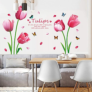 fanmaosdf Flower Wall Sticker,Flower Tulip Removable Wall Sticker DIY Decal Living Kids Room Decor