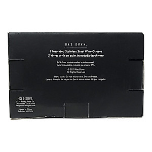 Rae Dunn Wedding Set of 2 Insulated Stainless Steel Wine Glasses, (12oz. each) (His/Hers)