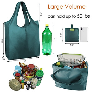 BeeGreen Cute Tote Bag 6 Pack Reusable Grocery Bags w Pouch Bulk X-Large 50Lbs Machine Washable Nylon Fabrics Foldable Grocery Bags Durable Waterproof for Men Women Shopping Bags Penguin