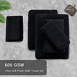 Extra Large Bath Towel Sets of 8, 2 Large Bath Towels Oversized, 2 Hand Towels, 4 Washcloths, Soft Microfiber & Quick Dry & Highly Absorbent Bath Towels for Bathroom Kitchen Spa Hotel Gym Pet(Black)