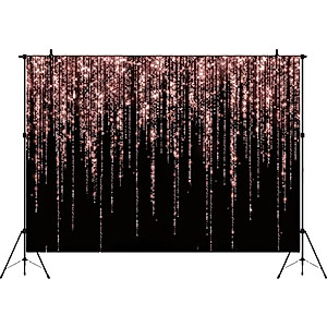 ASOONYUM 84"x60" Rose Gold Glitter Backdrop Golden Black Pink Birthday Party Background for Photography Women GIirl Sweet 16th 18th 40th Baby Shower Happy Birthday Banner Kids Portraits Photo Props