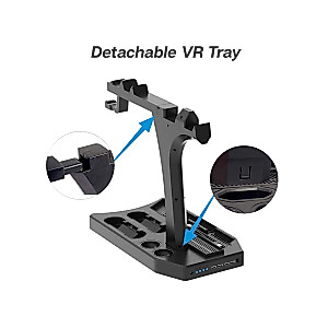ElecGear Vertical Charging Stand with Cooling Fan PSVR Headset Storage Stand, Docking Station Charger Dock for Move and DualShock 4 Controller, PlayStation , PS VR